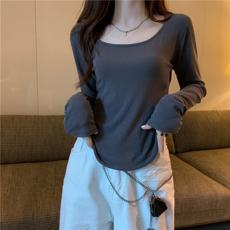 Women Long Sleeve Square Neck Top – Women’s Clothing Shop